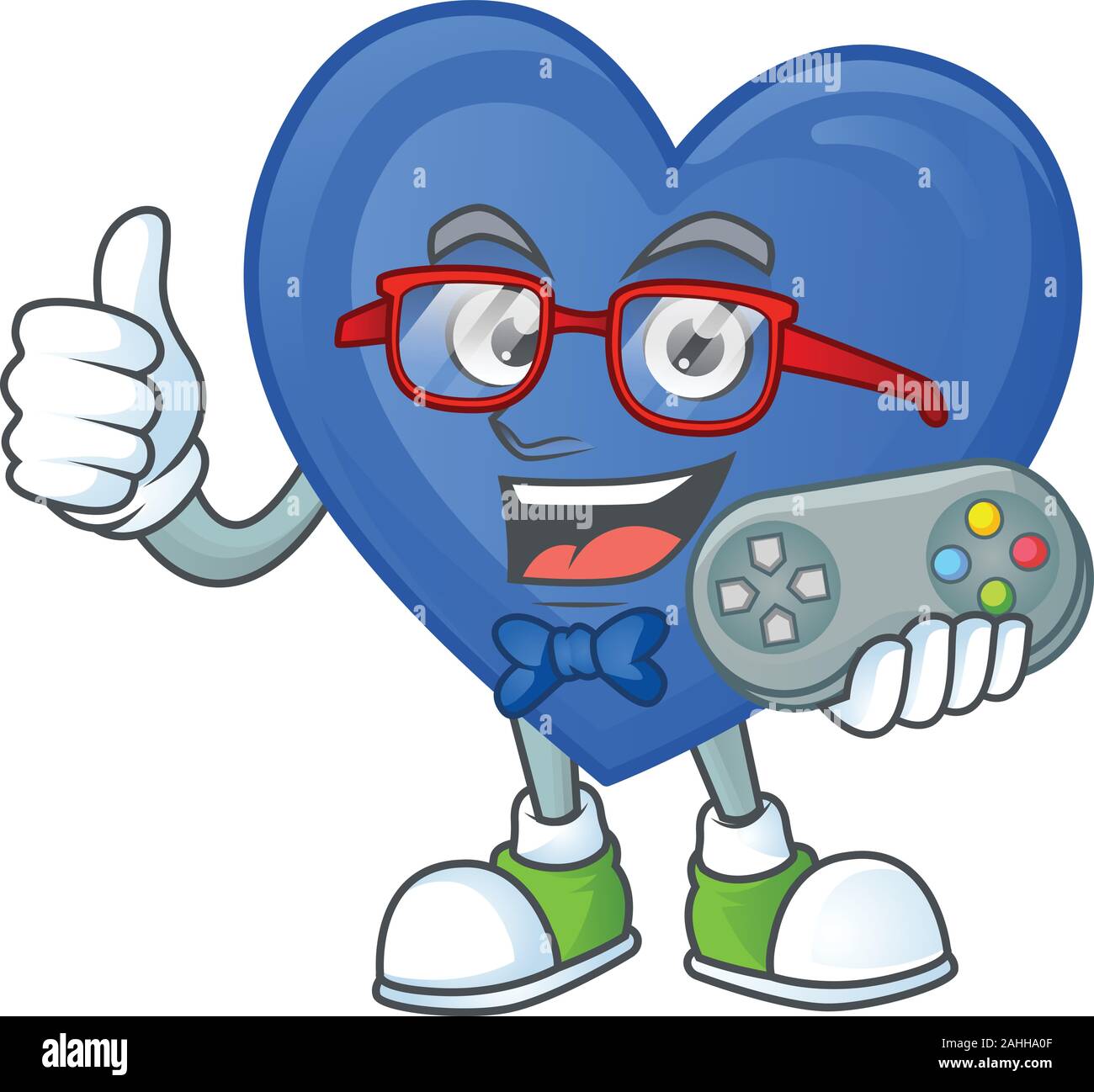 cool geek gamer blue love cartoon character design Stock Vector Image ...