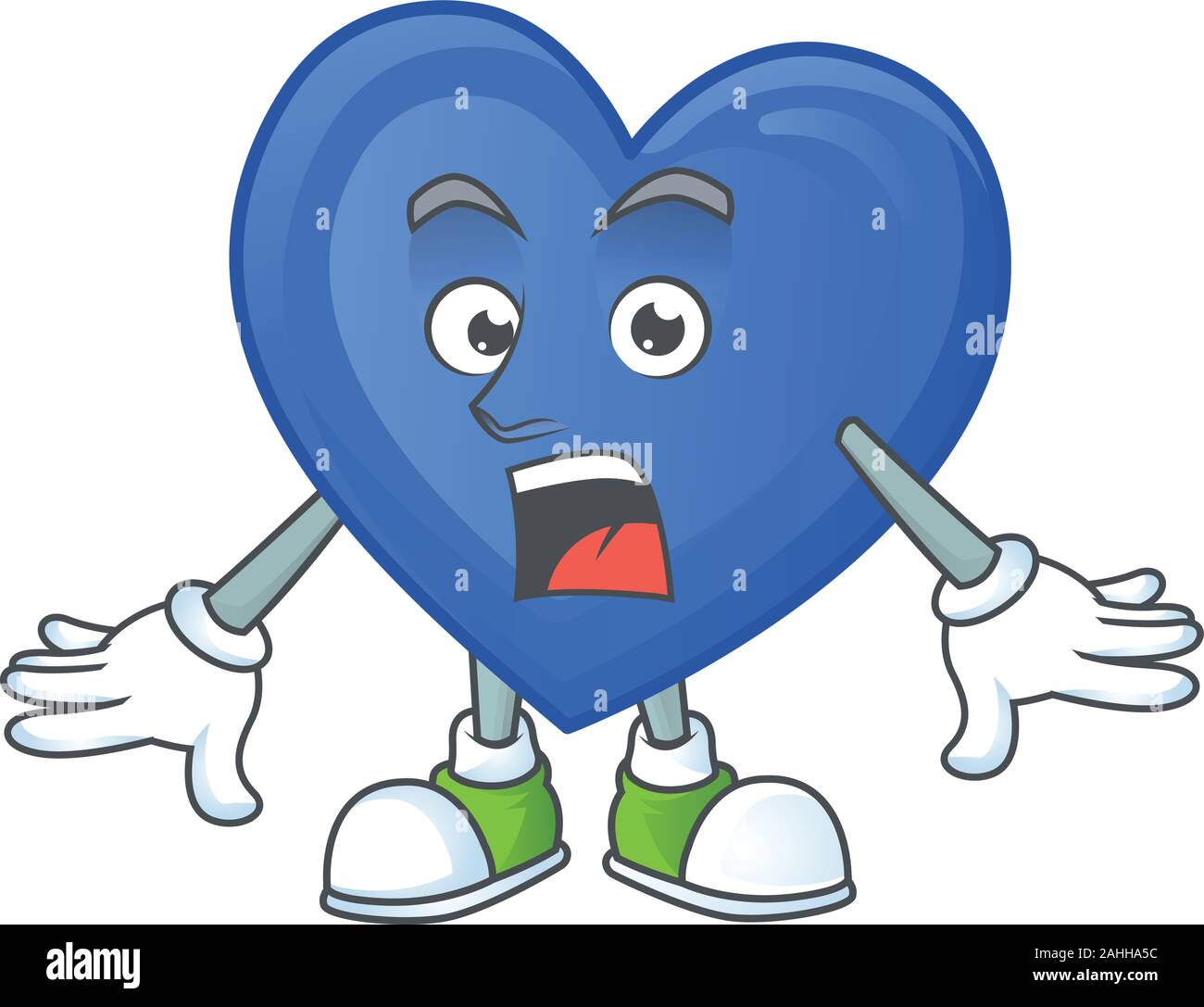 Surprised blue love gesture on cartoon mascot design Stock Vector Image ...