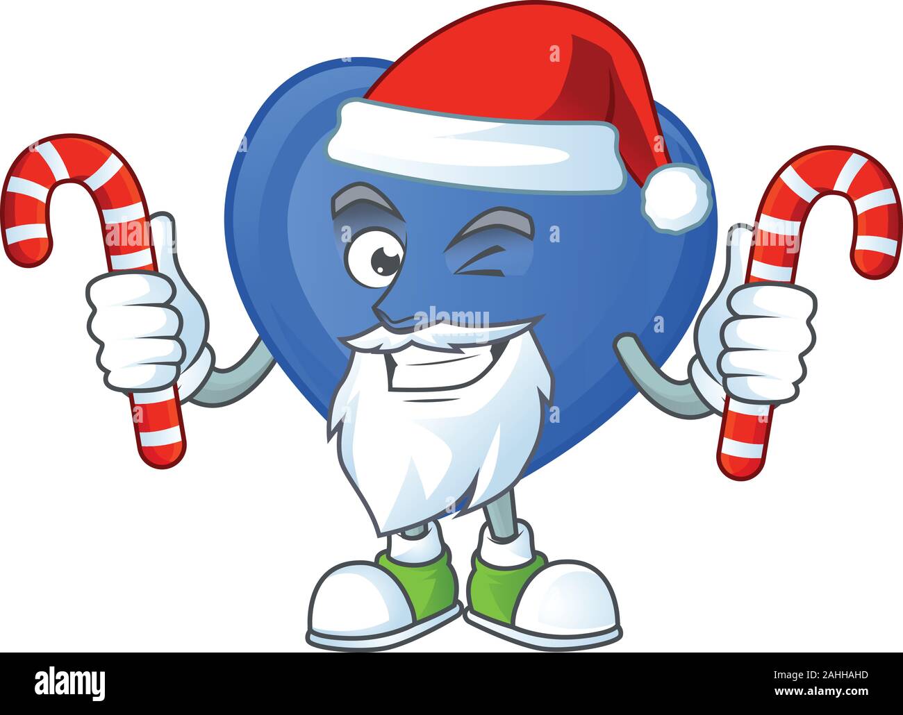Blue love Cartoon character in Santa Claus with candy Stock Vector ...