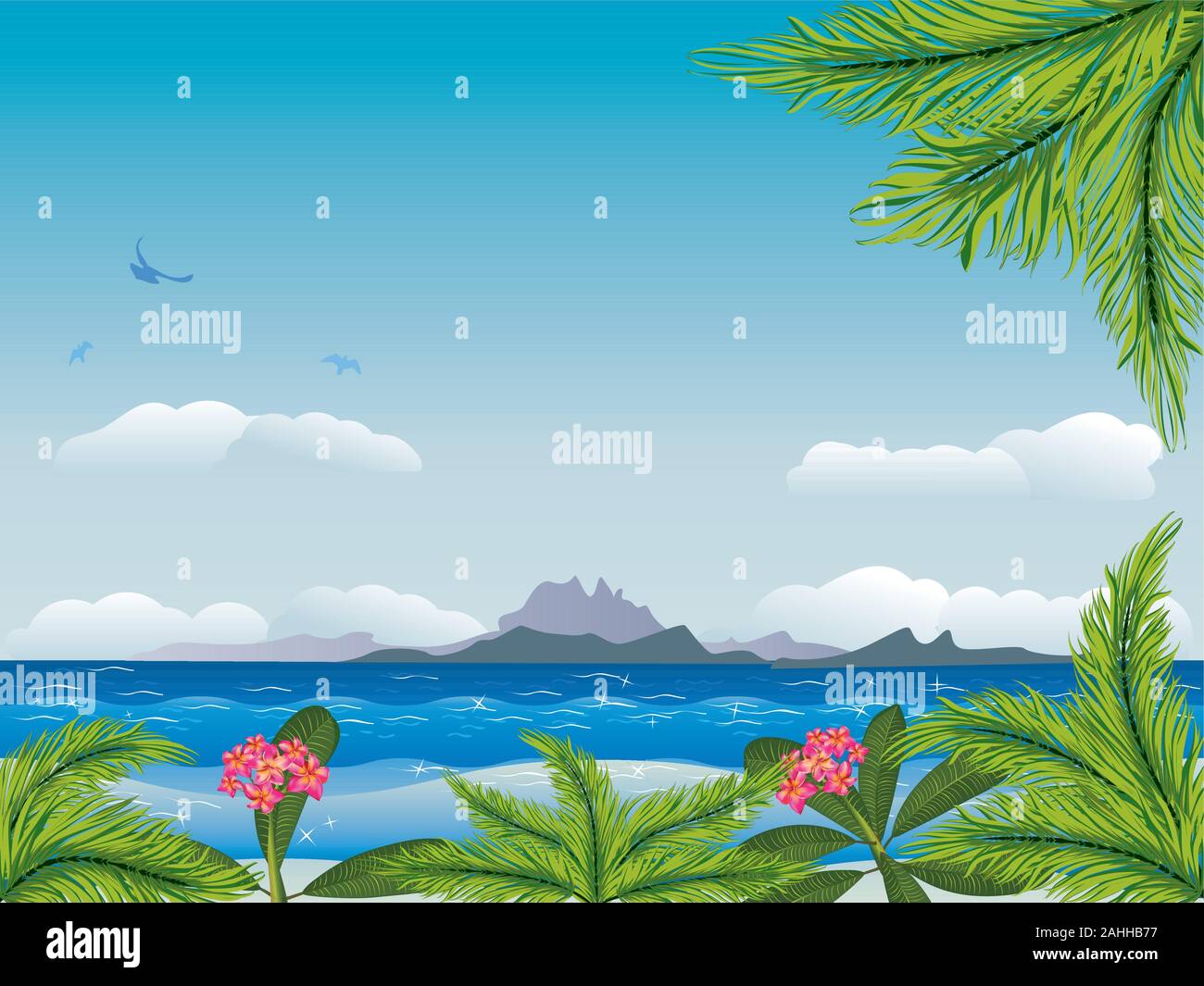 Palm trees in sunny Stock Vector Images - Alamy