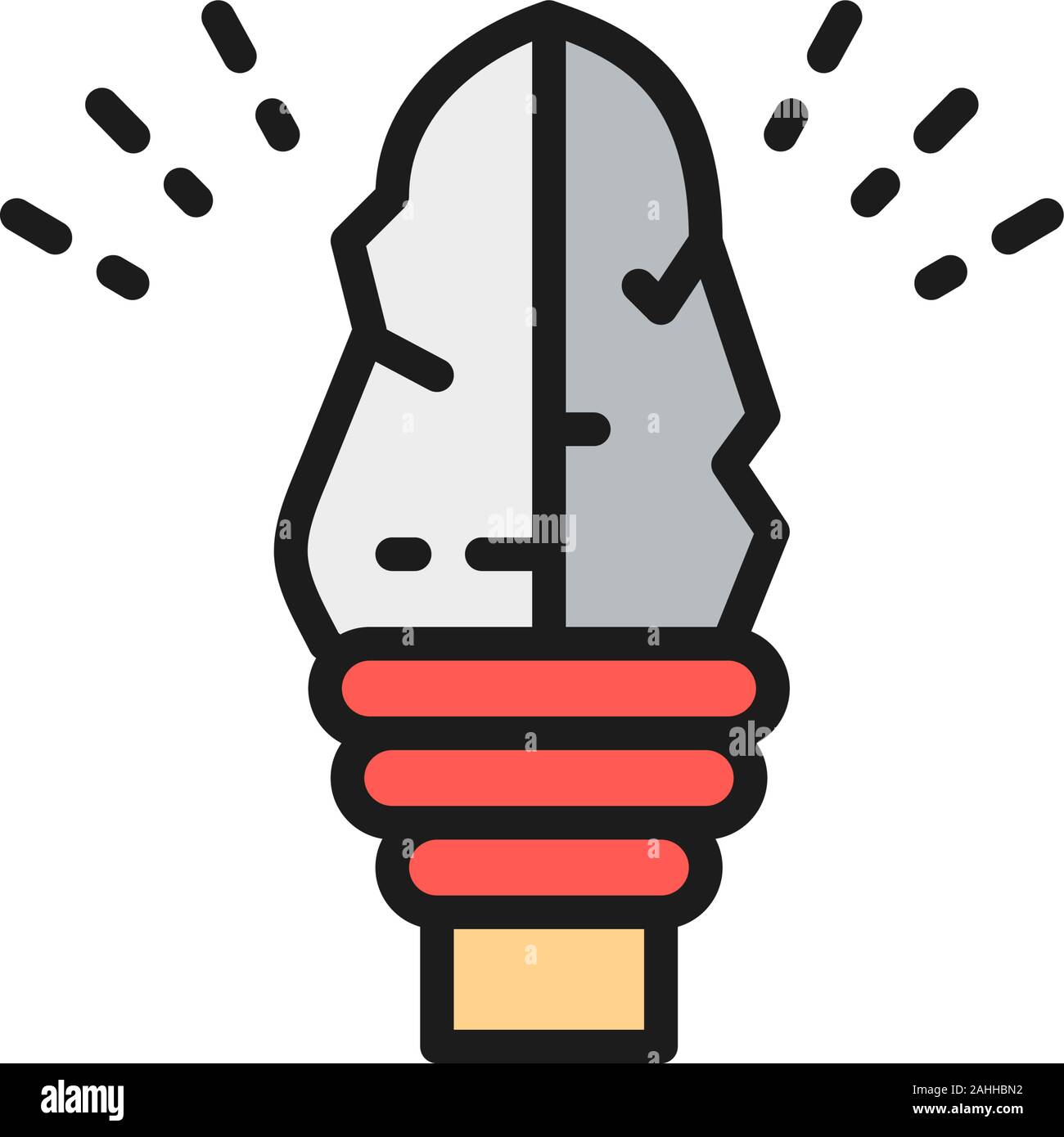 Vector primal spear, prehistoric weapon flat color line icon Stock ...