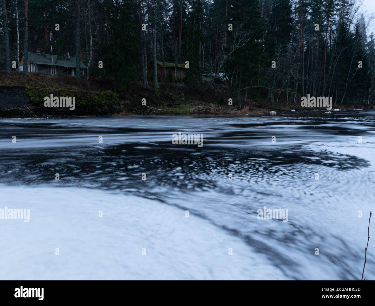 abstract blurry water texture, a steep river in the evening chair ...