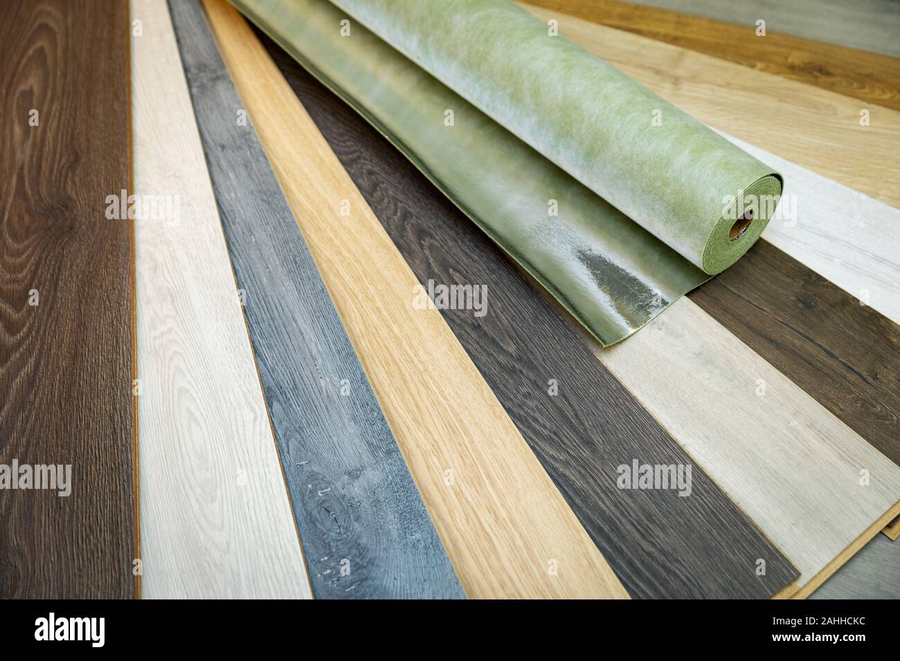 home improvement - laminate flooring samples and underlay Stock Photo ...