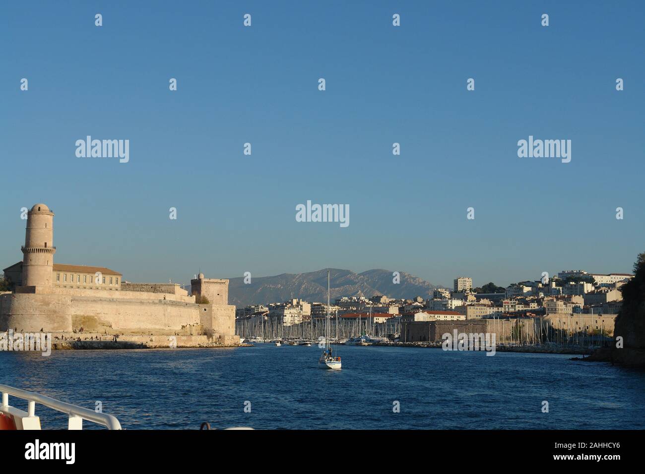 The St Jean tower at the entrance to the basin of the old port of ...