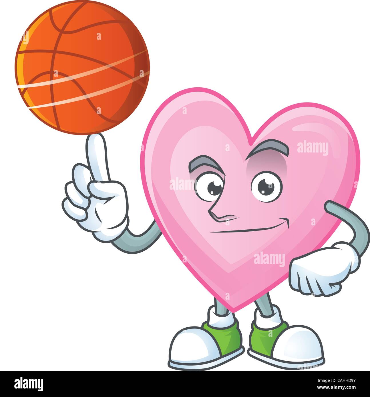 Happy face pink love cartoon character playing basketball Stock Vector ...