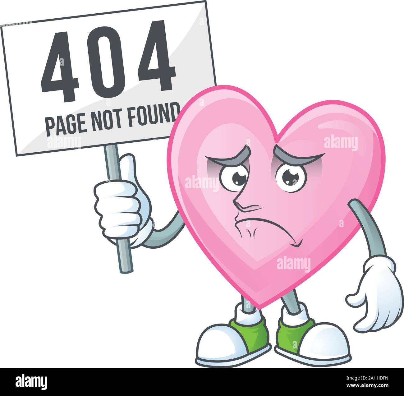 sad face cartoon character pink love raised up a board Stock Vector ...
