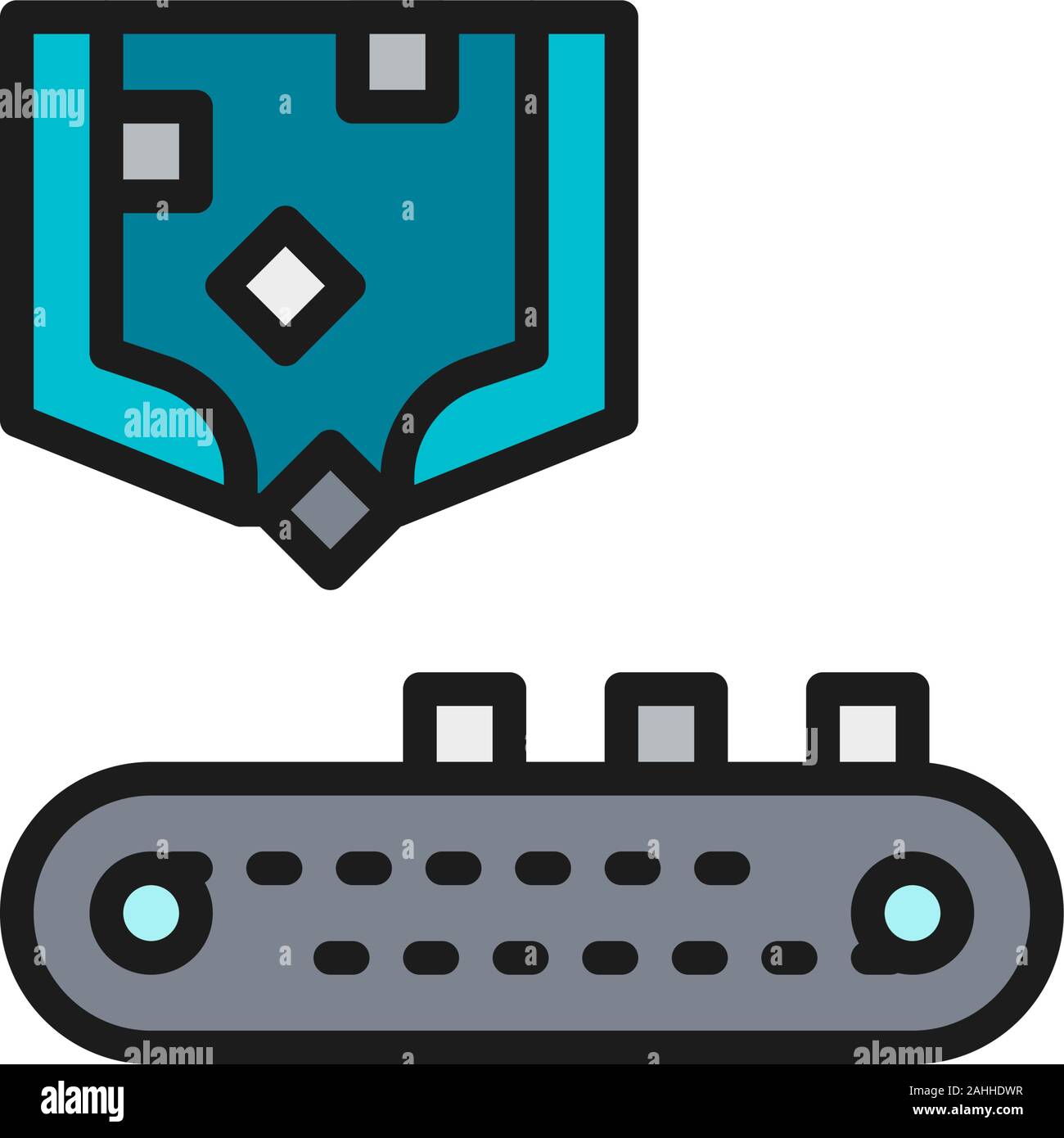 Robotic sorting arm with conveyor belt, metallurgy production color ...