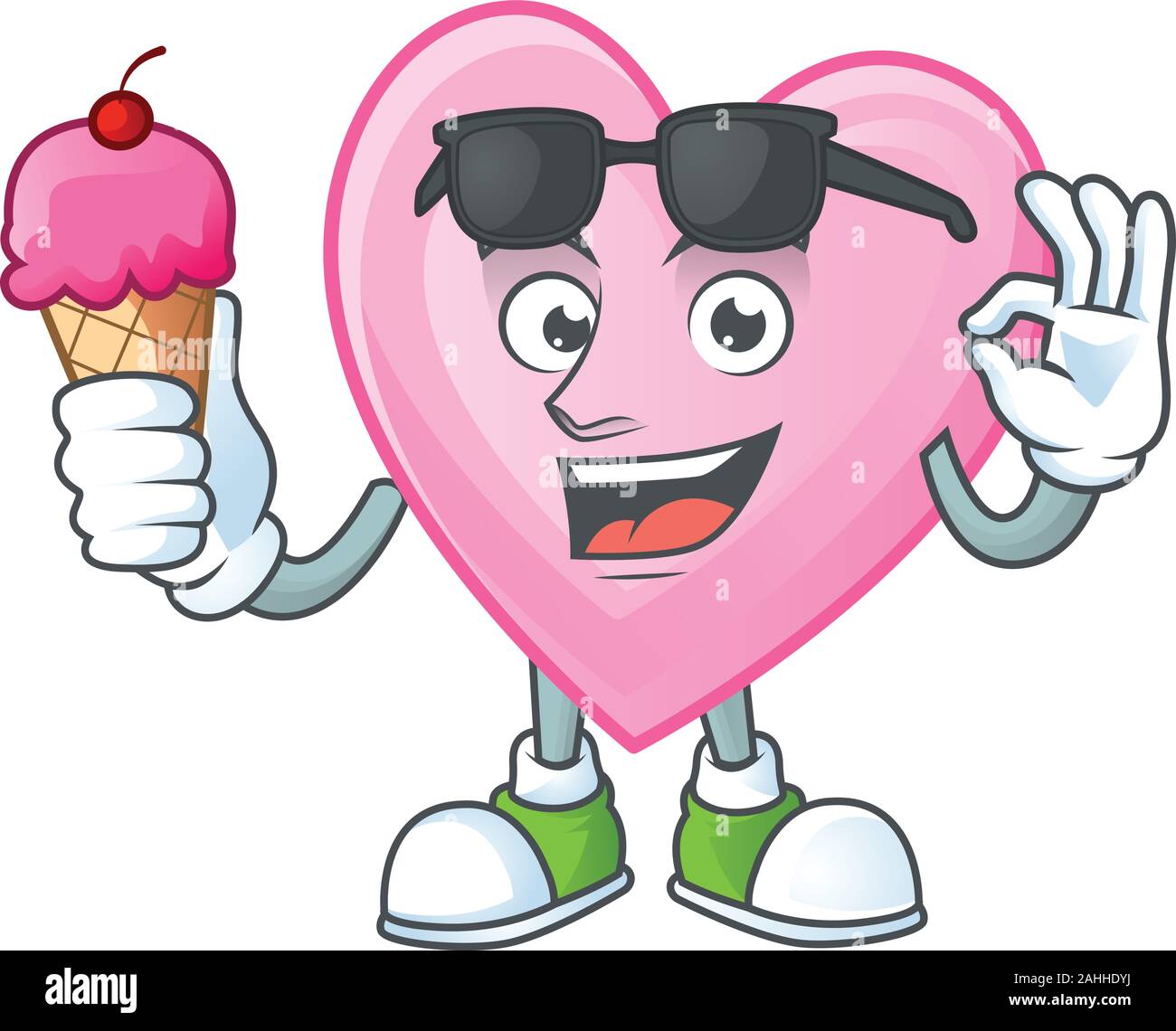 Cute pink love cartoon character with ice cream Stock Vector Image ...