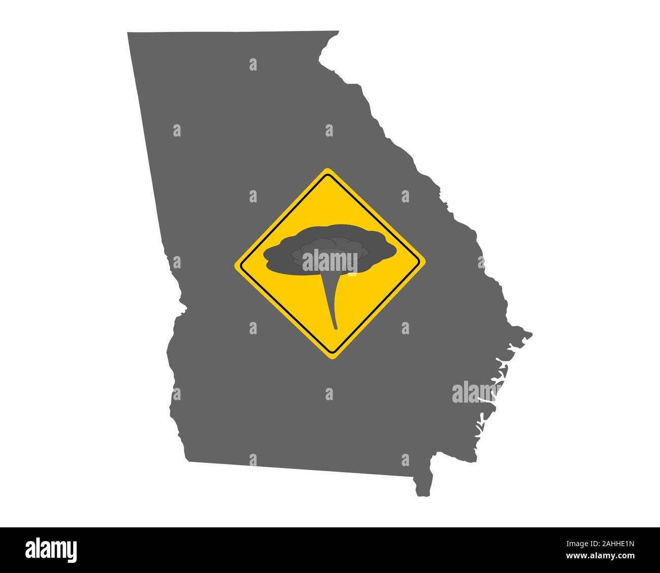 Map of Georgia and traffic sign tornado warning Stock Photo - Alamy