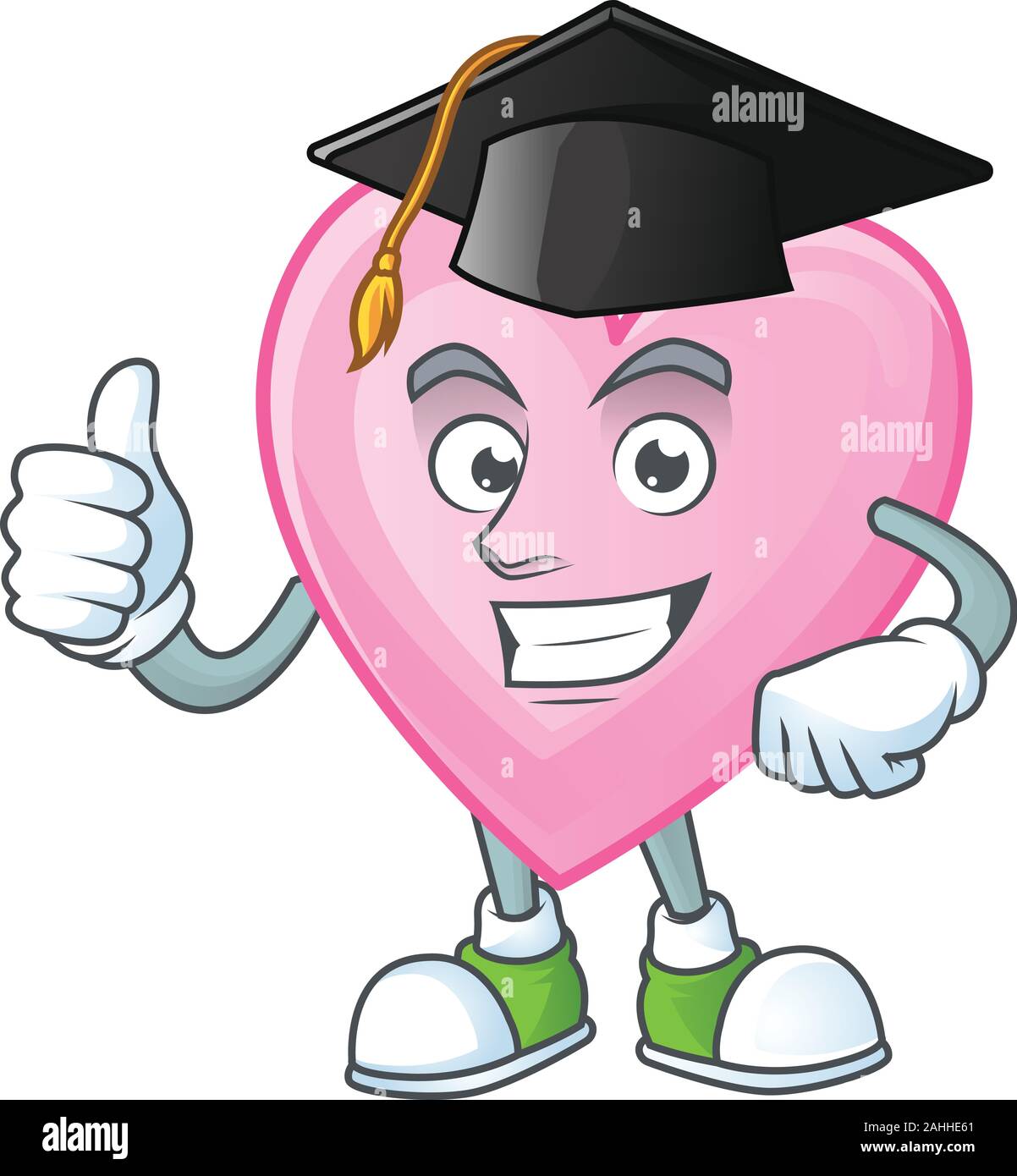 Happy pink love wearing a black Graduation hat Stock Vector Image & Art ...