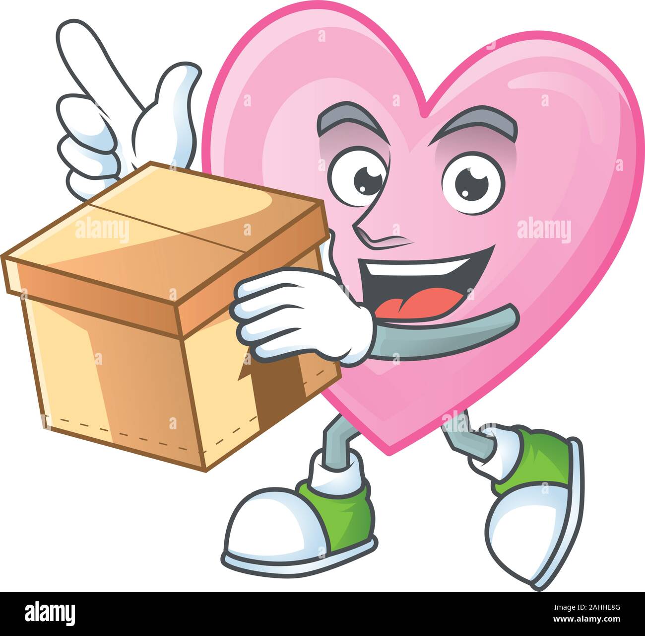 Cute pink love cartoon character style holding a box Stock Vector Image ...