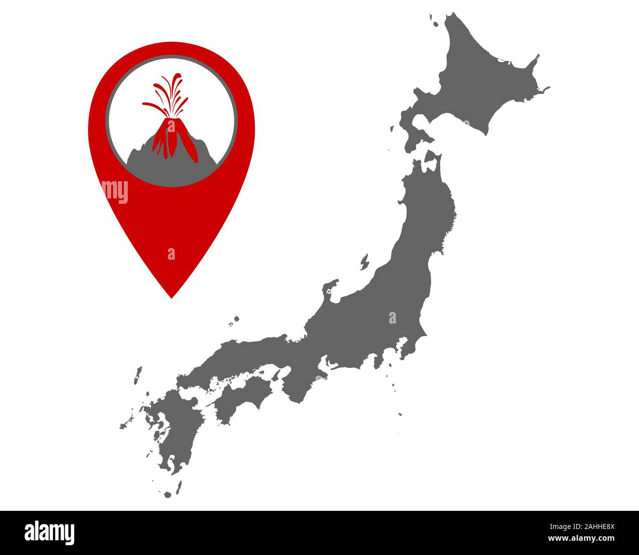 Map of Japan with volcano locator Stock Photo - Alamy