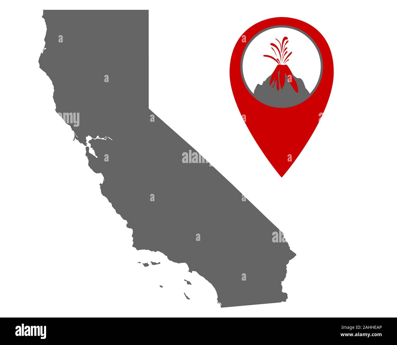 Map of California with volcano locator Stock Photo - Alamy