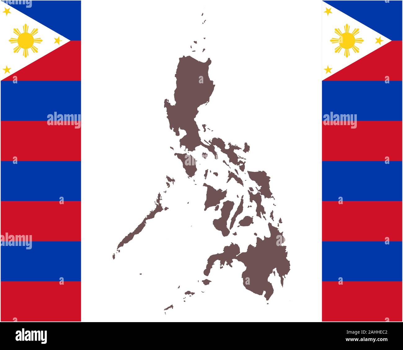 Map of the Philippines on background with flag Stock Photo - Alamy
