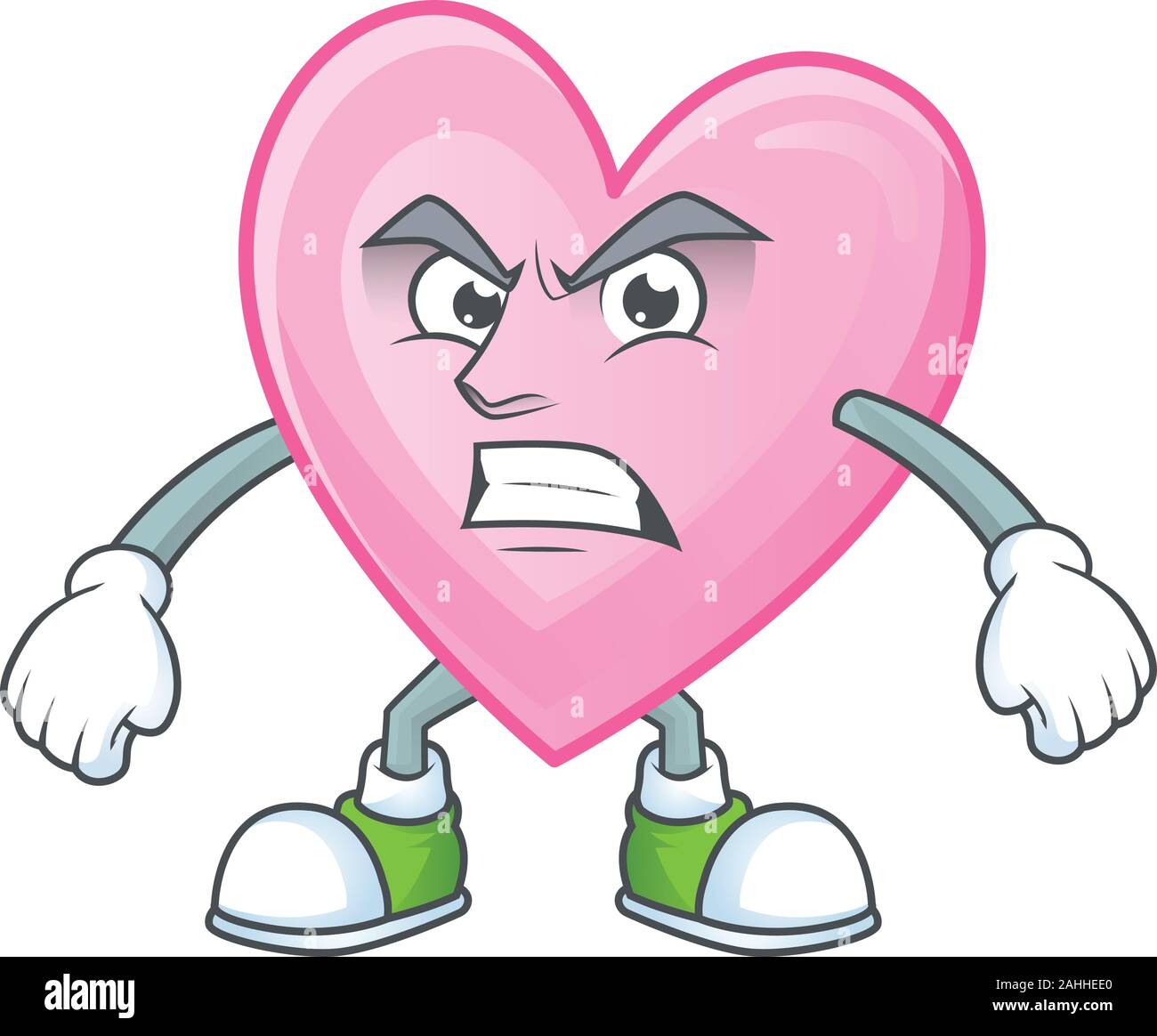 Picture of pink love cartoon character with angry face Stock Vector ...