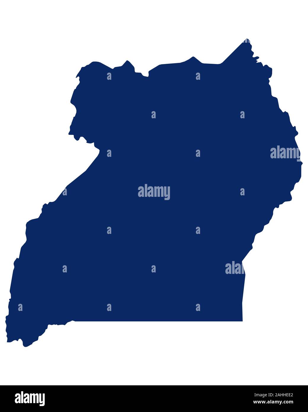 Map of Uganda in blue colour Stock Photo - Alamy
