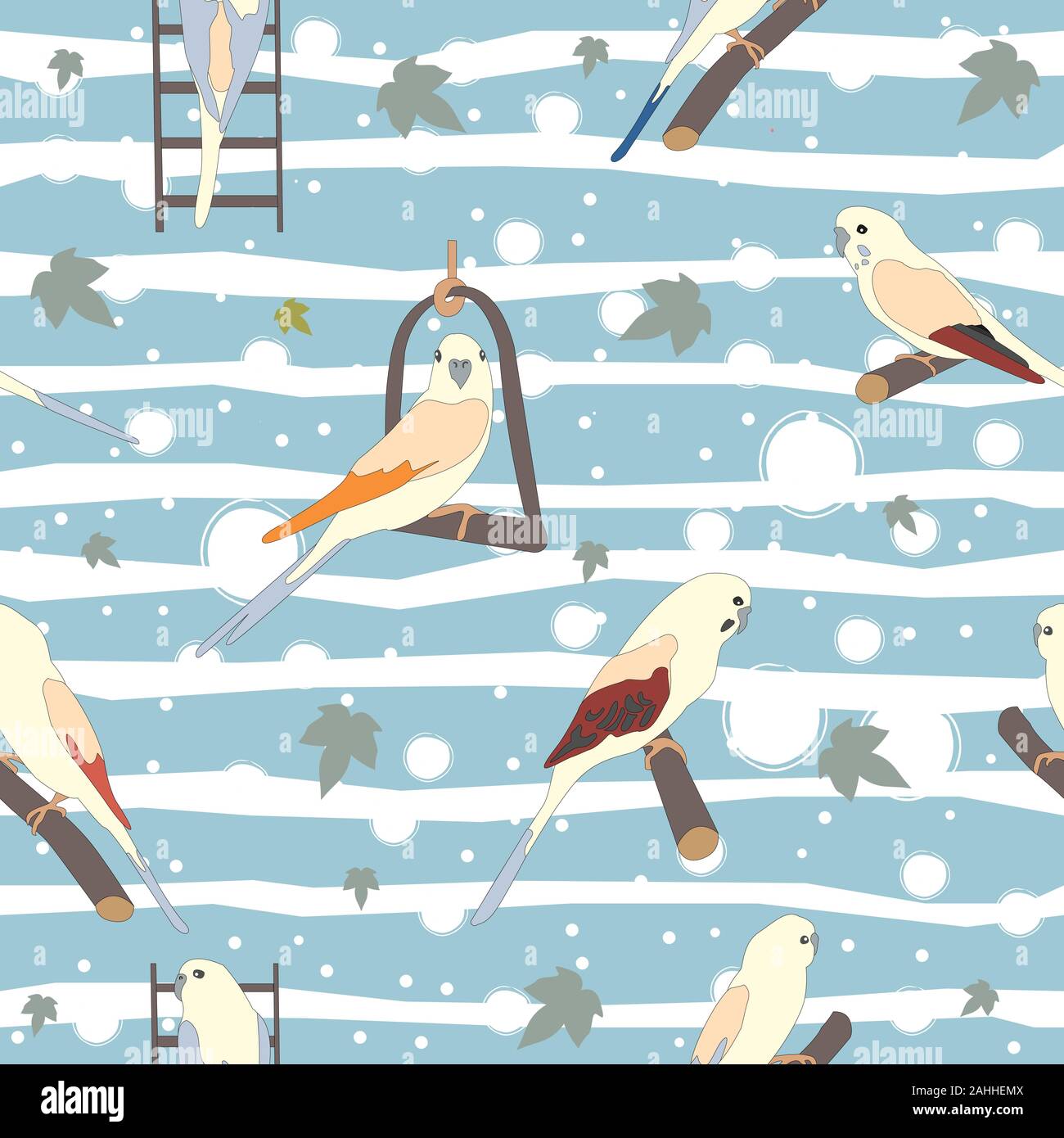 Seamless hand drawn pattern with beautiful birds. Great for wedding ...