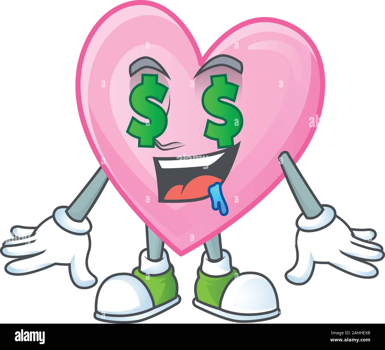 Cute pink love with Money eye cartoon character design Stock Vector ...