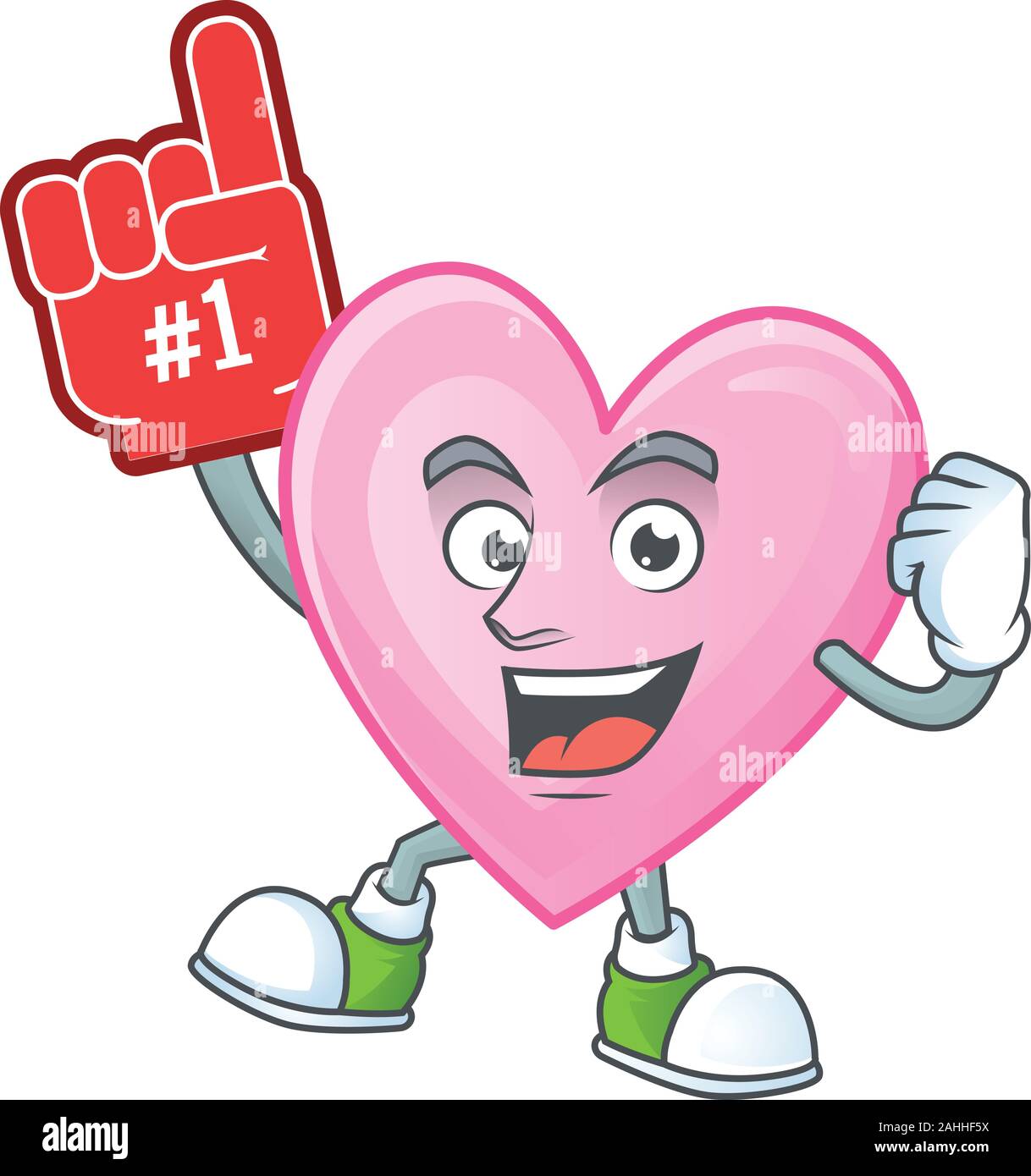 Funny pink love mascot cartoon style with Foam finger Stock Vector ...