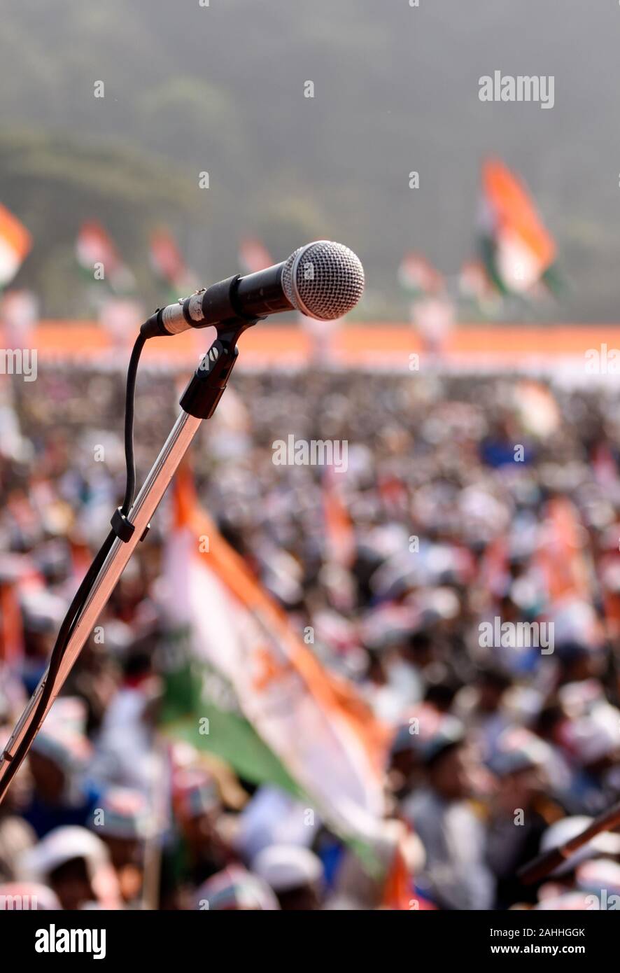single mic in a public rally Stock Photo - Alamy