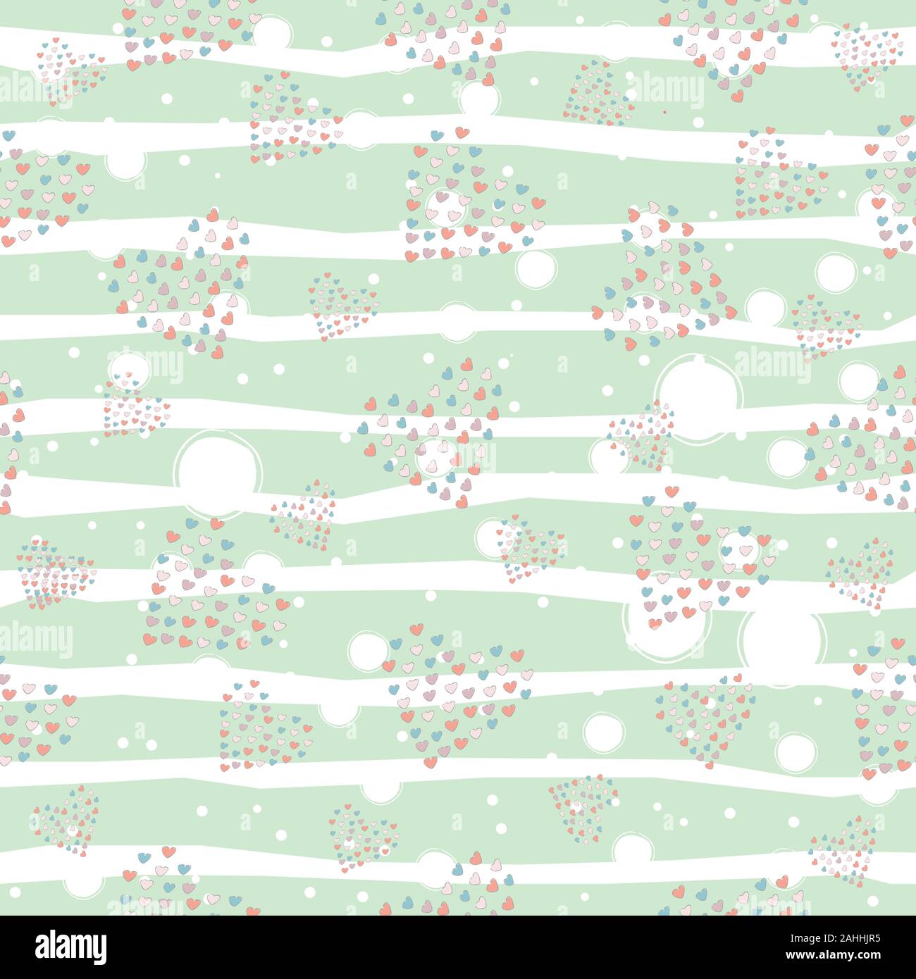 Cute hand drawn pattern with grouped small hearts into bigger hearts ...