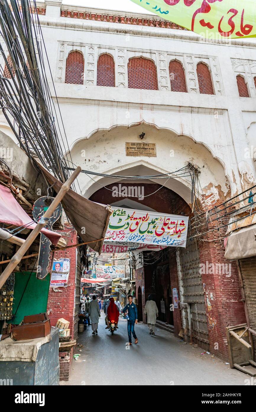 Lahore Walled City Picturesque View of a Gate with Busy Walking People ...