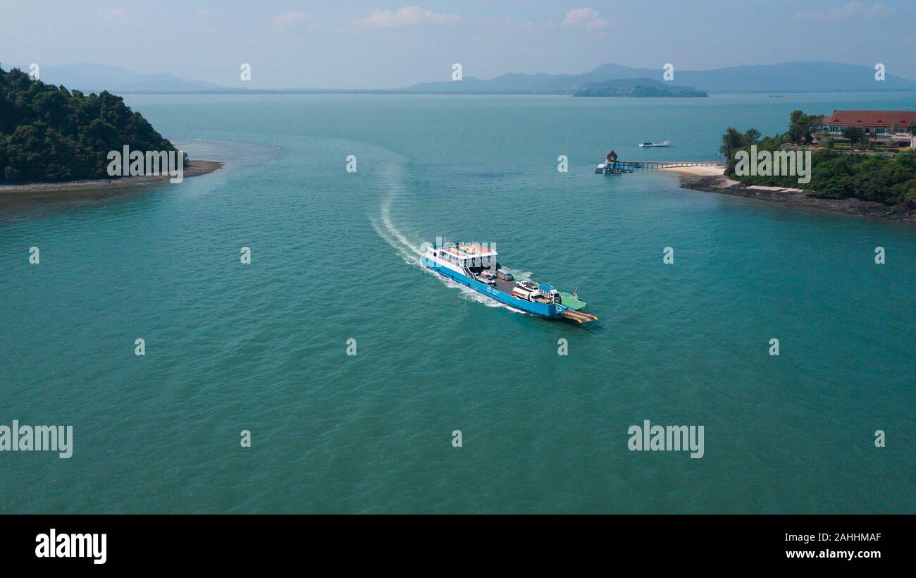 Aerial view blue ferry move hi-res stock photography and images - Alamy