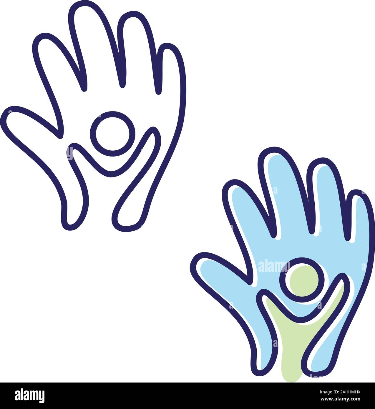 Vector helping hand icon symbol with abstract hand and people in flat ...