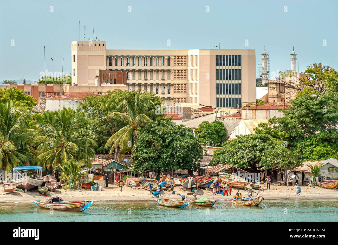 Fishing boats on the beach of Banjul, Gambia, West Africa Stock Photo ...