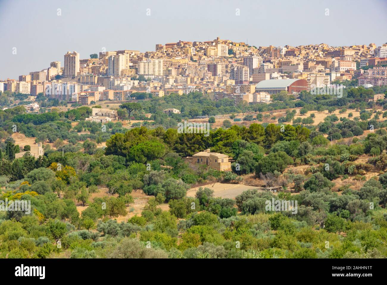 Distant View to City of Agrigento from the Valley of the Temples on the ...
