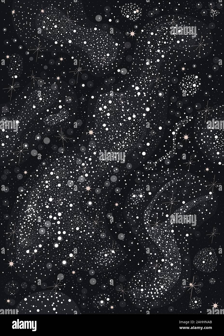 Colorful Seamless Pattern with white shiny Stars. Dark Starry Night ...