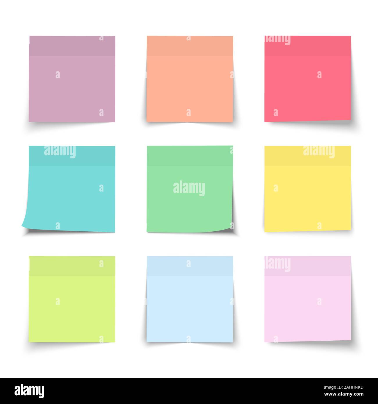 Post note stickers with shadow. color paper sticky memos. Colorful ...