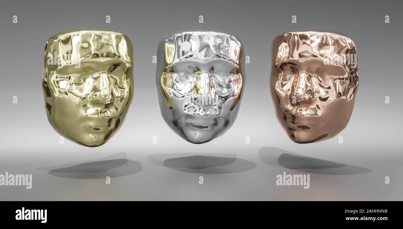abstract triangular faces polygon mesh surface in silver, bronze, gold ...