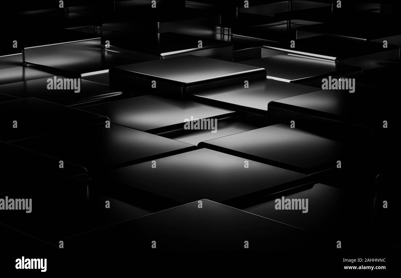 Black cube abstract texture with low key lighting background 3d ...