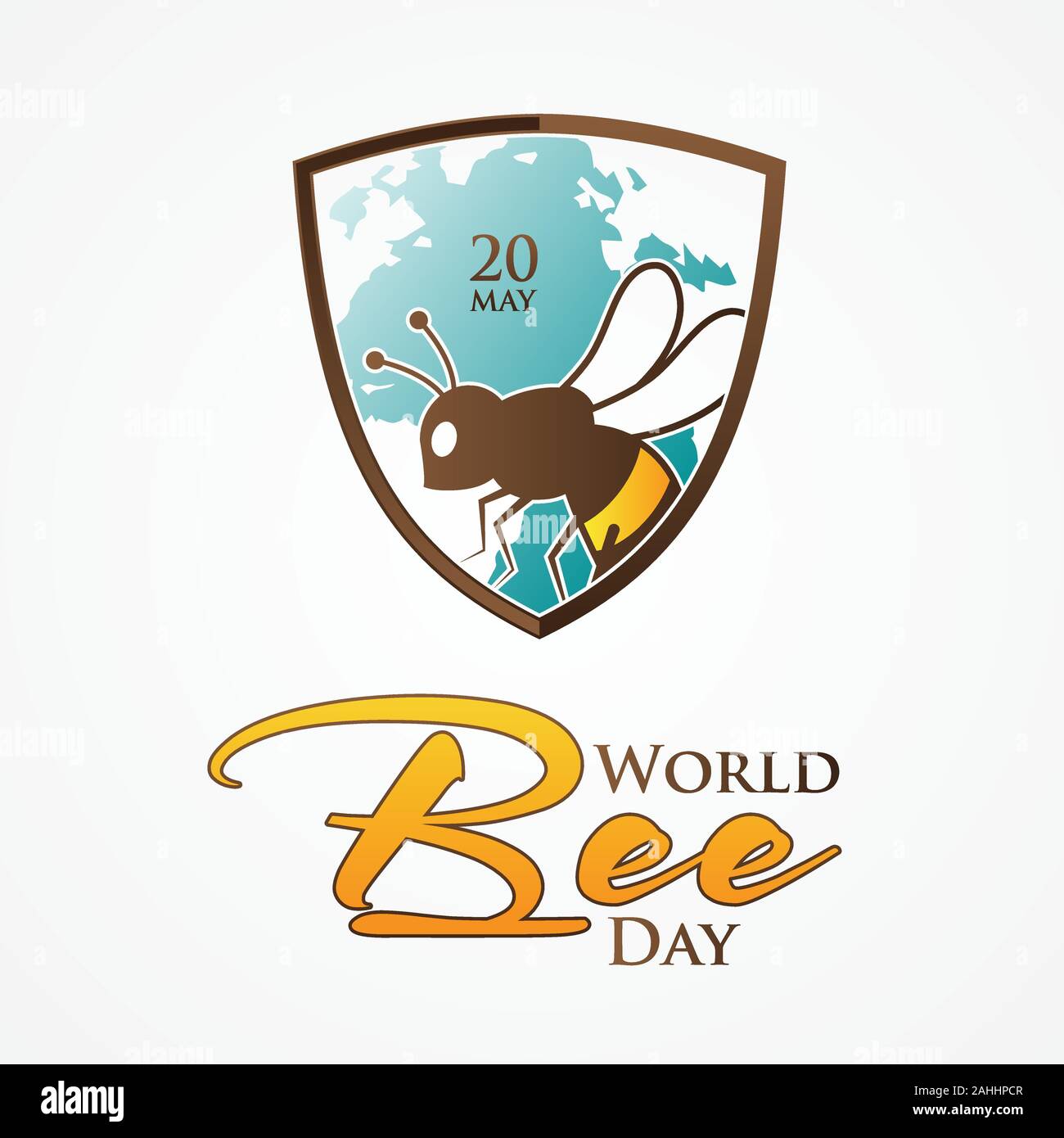 World bee day concept ecological event with shield. Holidays around the ...