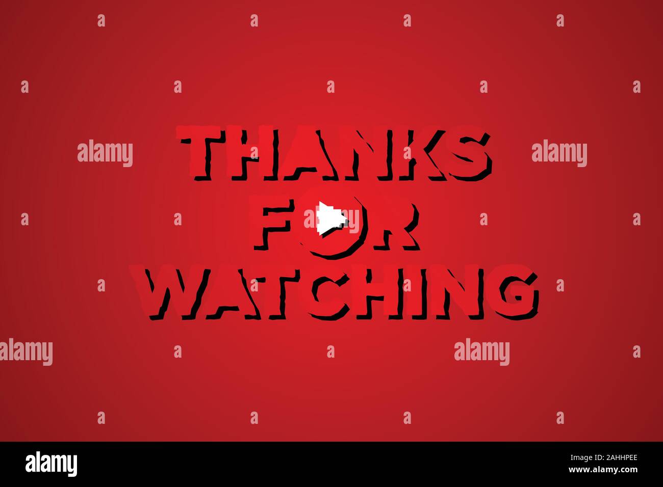 Strong letter THANKS FOR WATCHING with color red in flat style. Editable vector template for ...