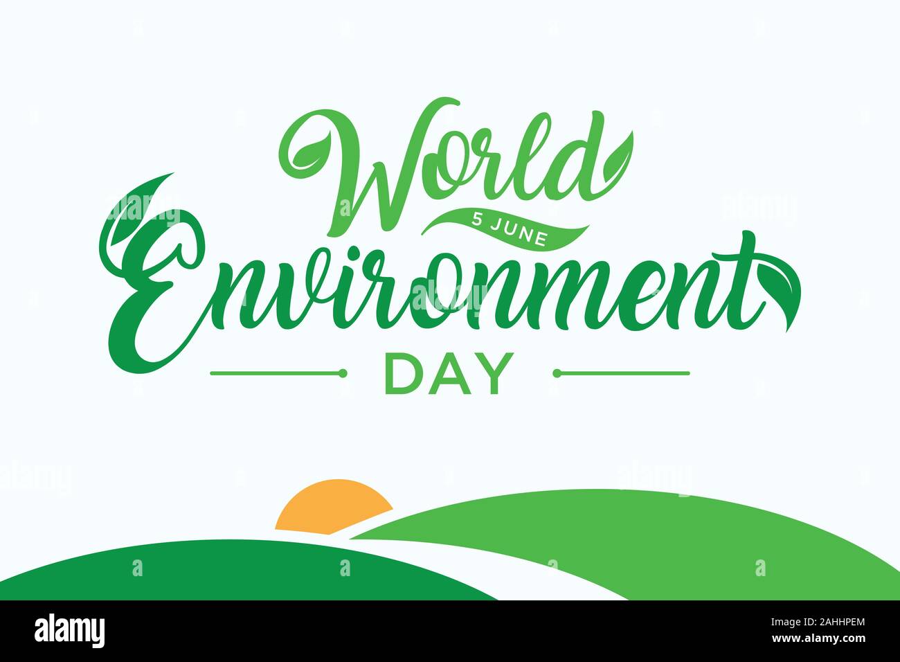 Letter world environment day with hill on the white background. World ...
