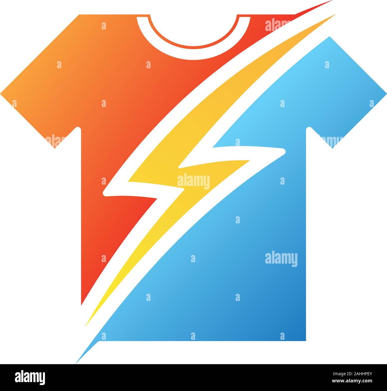 Thunder on t-shirt in flat style on the white background. Electric danger light power voltage ...