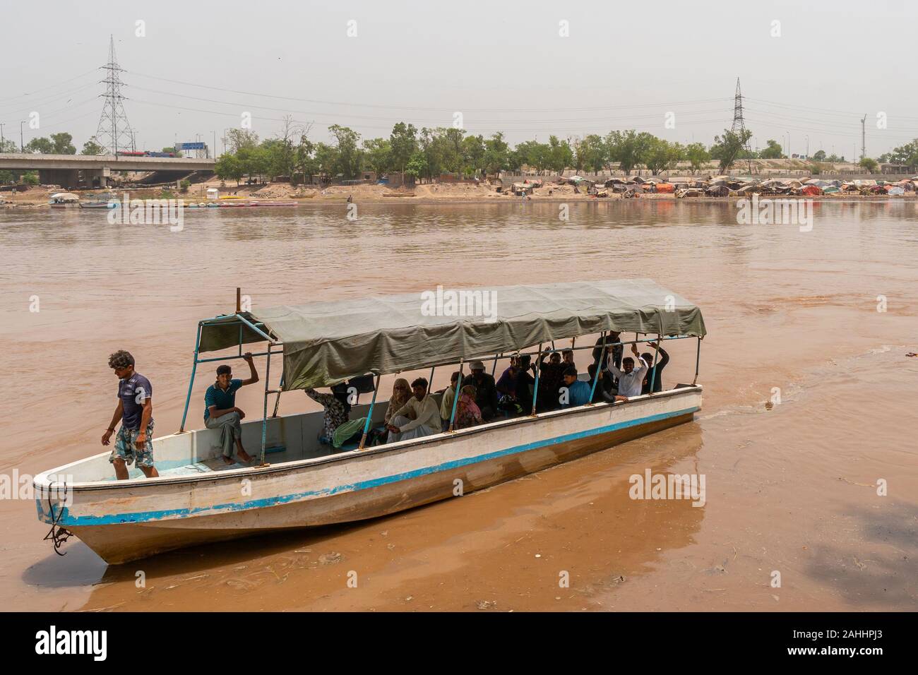 Lahore Ravi River Picturesque View of a Boat Full of Passengers on a ...