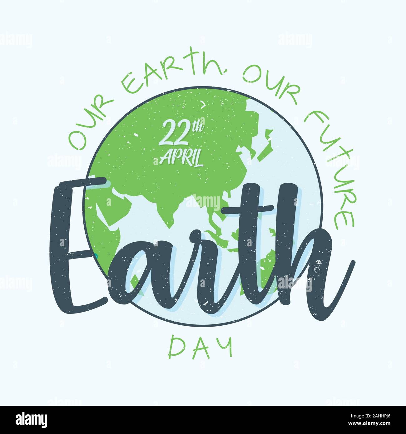 Abstract letter earth day with tagline our earth, our future. Design ...