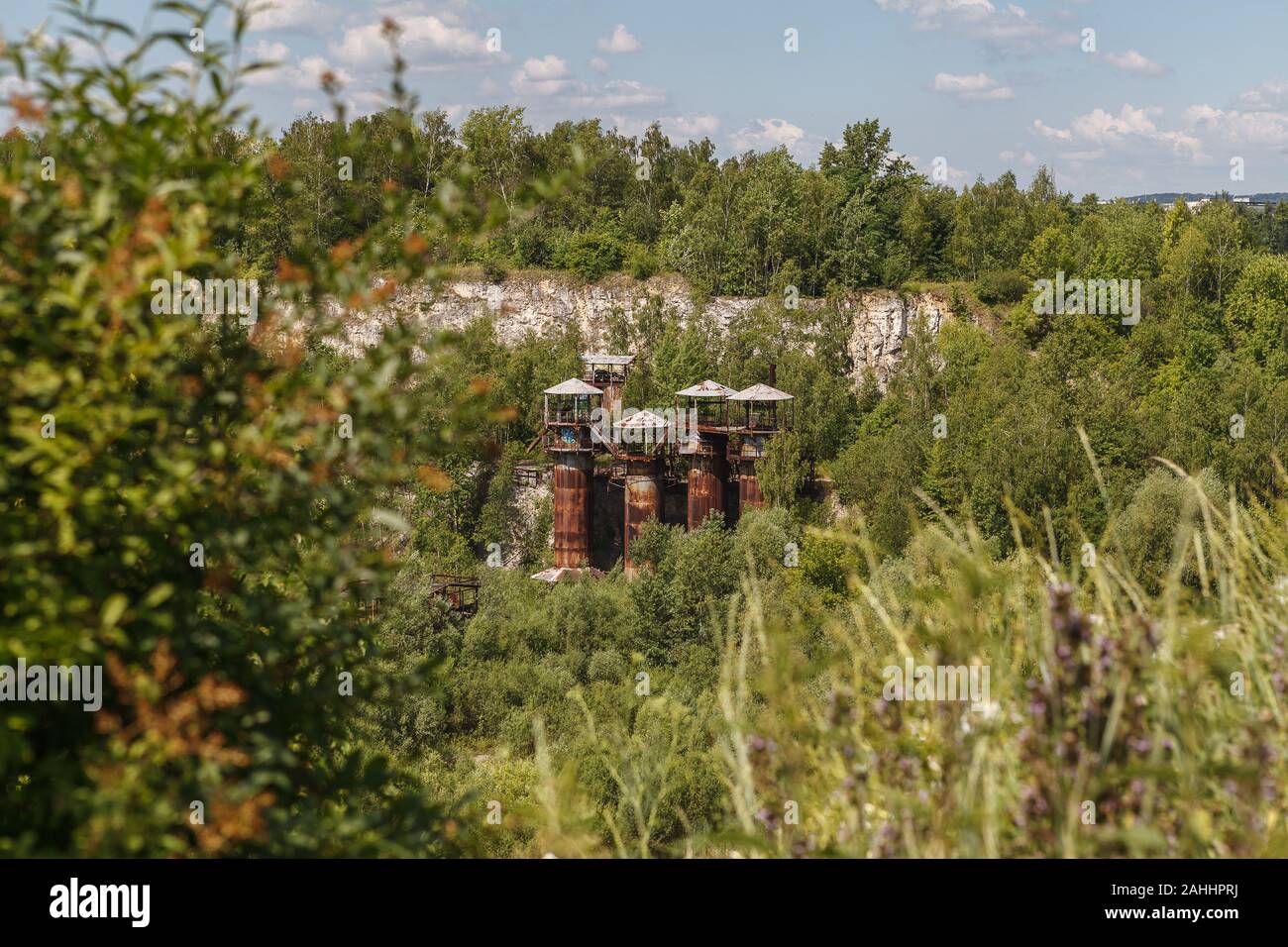 Former quarry Liban in Krakow, Poland. Remains of a limestone quarry ...