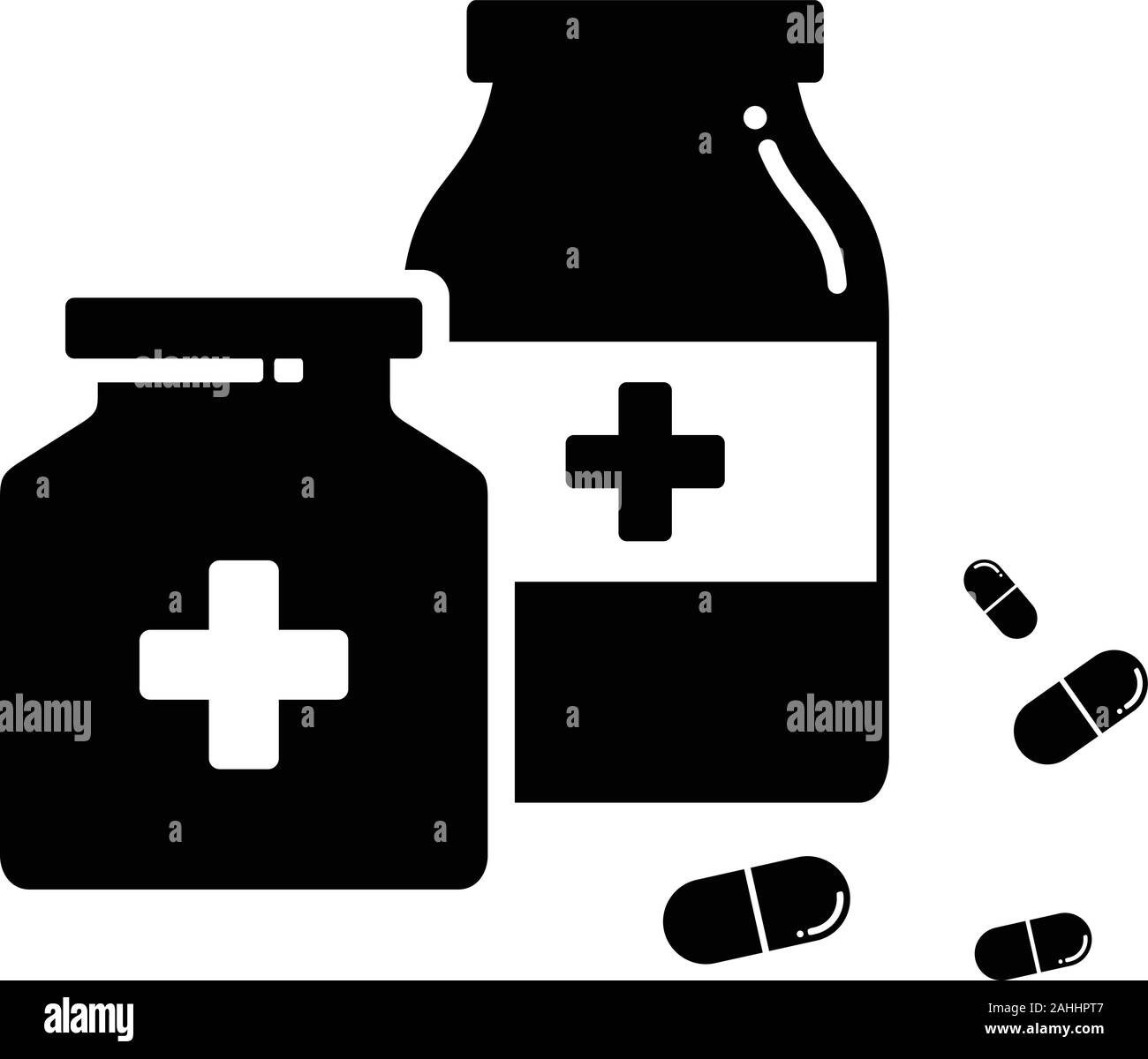 Two bottle pills icon isolated on white background from medical ...