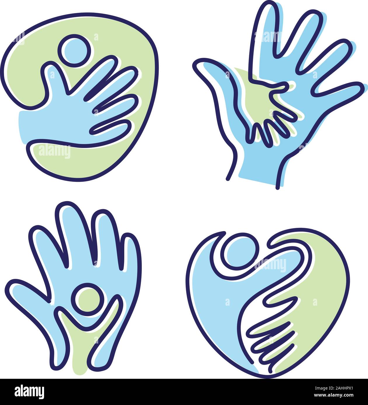 Set of pictogram icon vector people hand icon symbol with bold outline ...