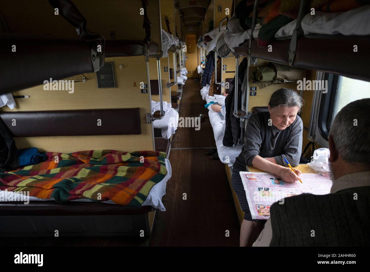 Passenger on the Kotlas to Labitnangi Trans-Polar Railway overnight ...