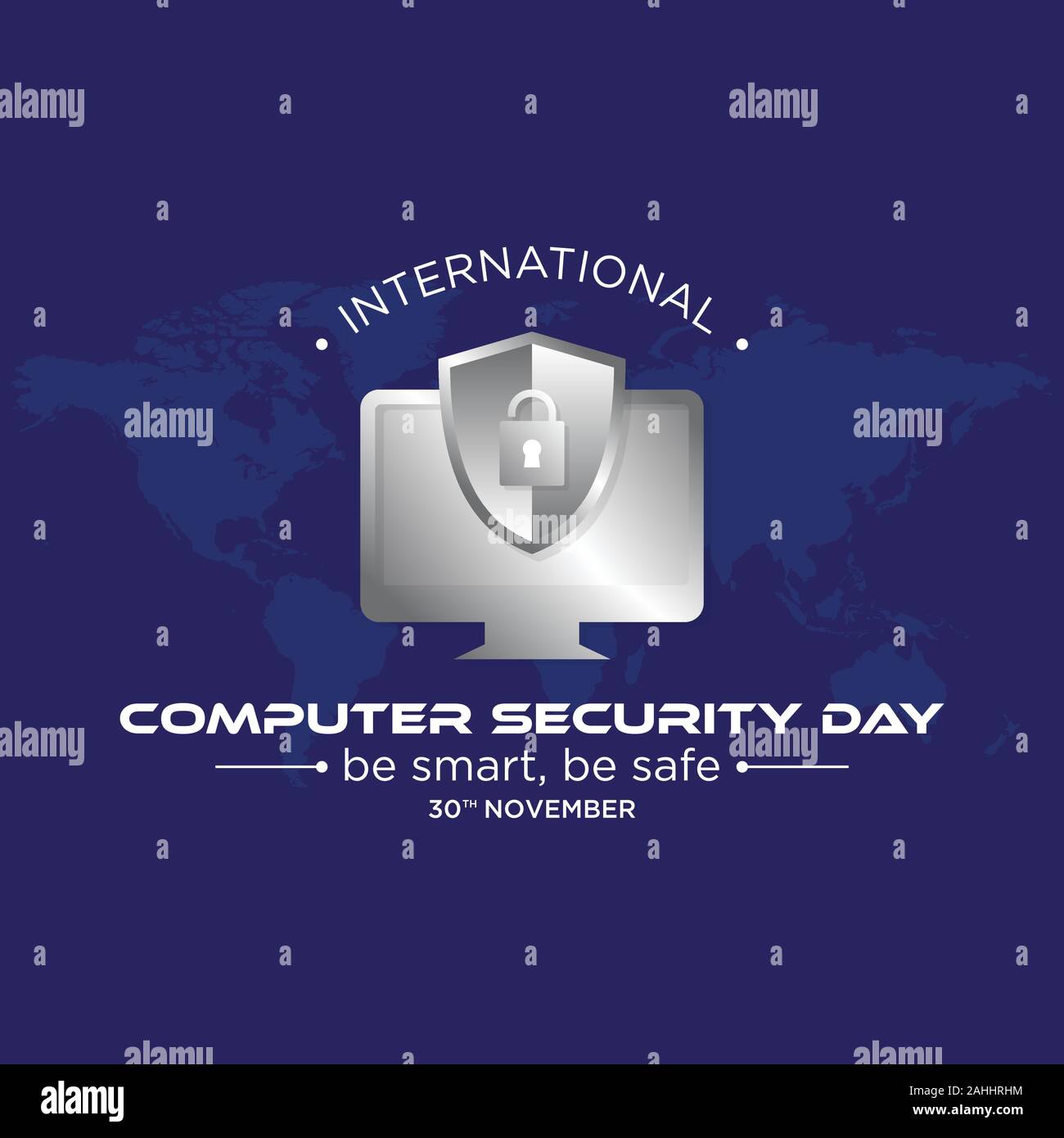 Computer Security Day letter emblem on the blue background. Calendar ...