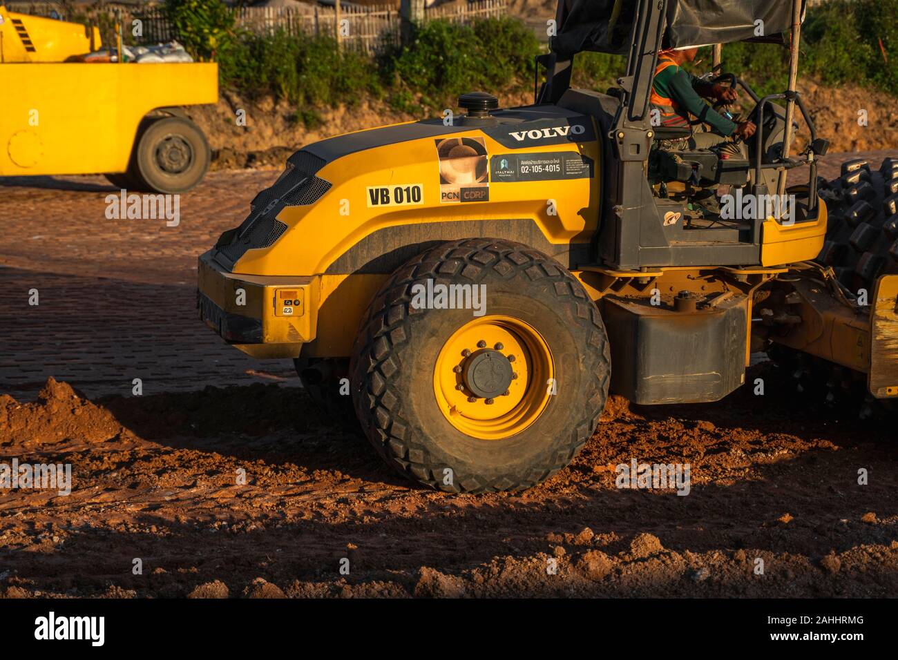 VIETNAM, HO CHI MINH - May 15, 2019: Soil compactor with vibratory ...