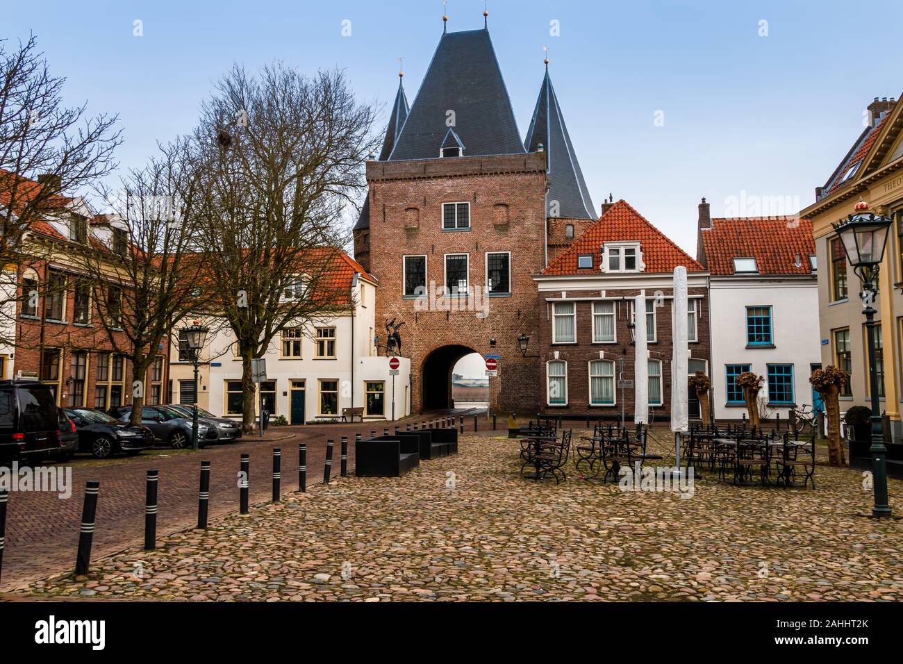 City view at the"koornmarktspoort" a city gate and a little piece of ...