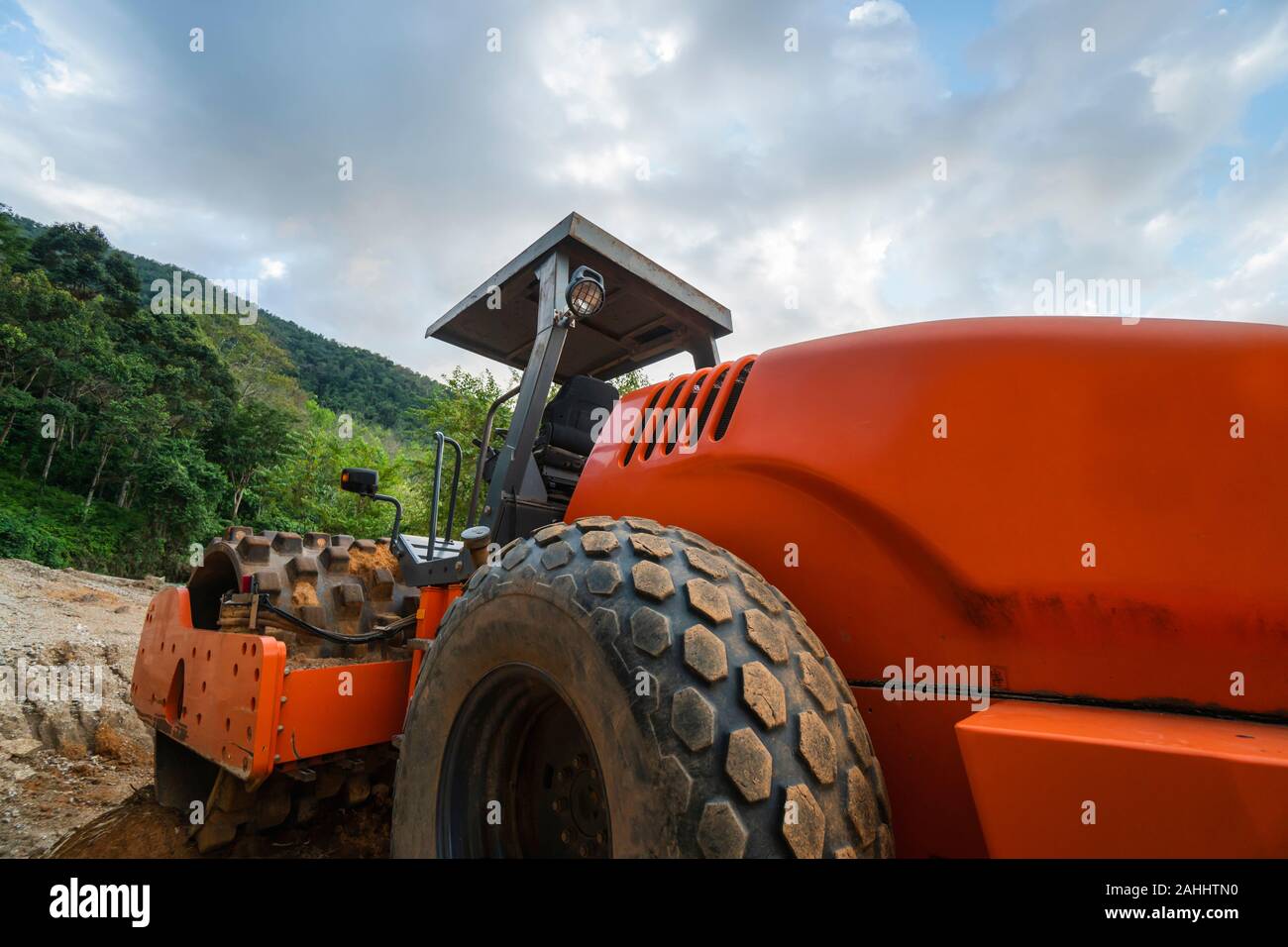Soil compactor with vibratory padfoot drum. Heavy duty machinery ...