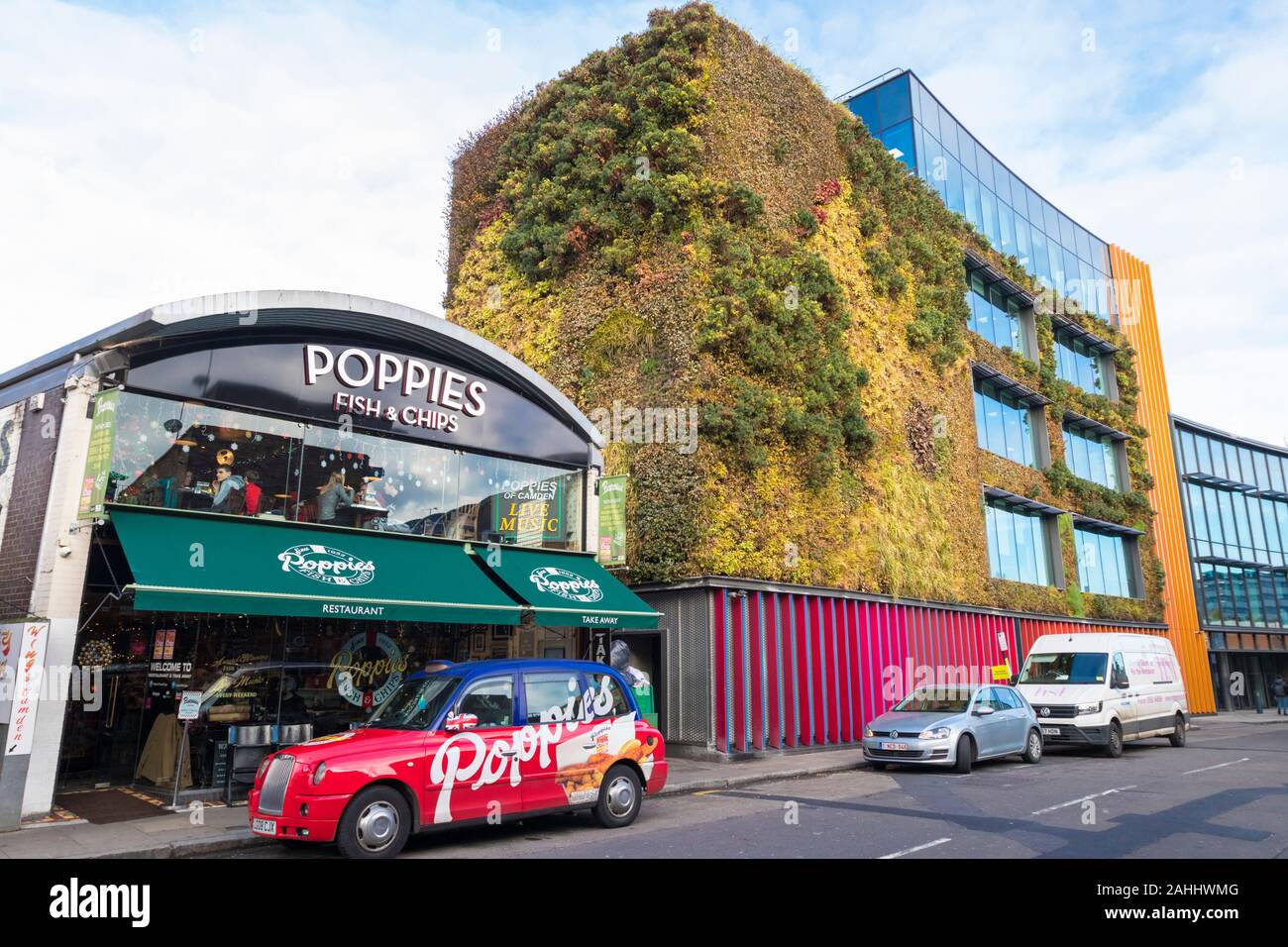 MTV building, living wall office, vertical garden, poppies fish and ...