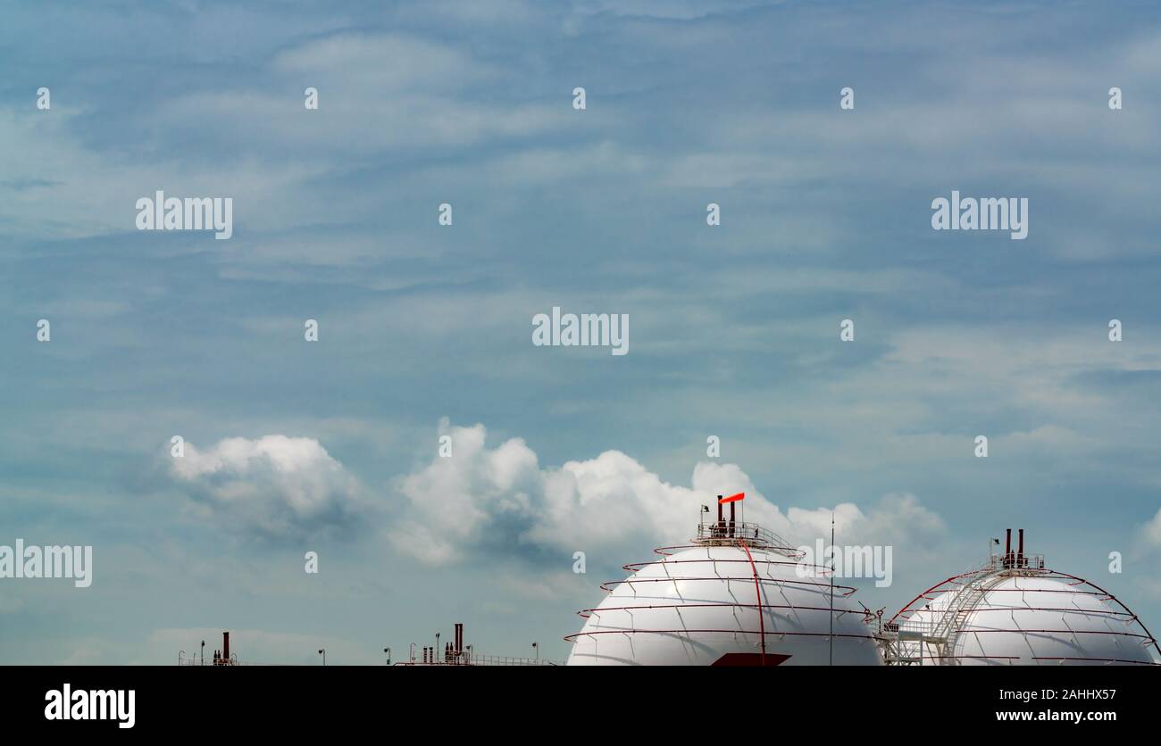 Industrial gas storage tank. LNG or liquefied natural gas storage tank ...
